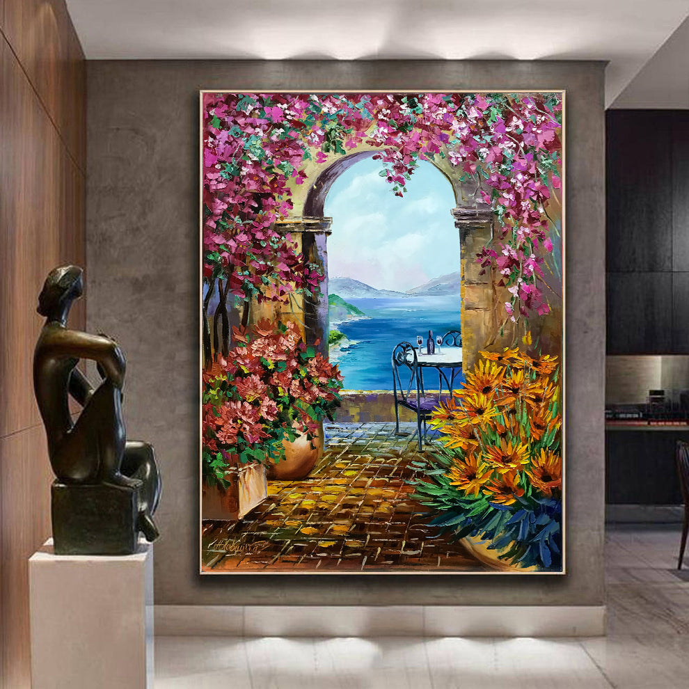 Positano Italy Painting on Canvas Italian Villa Painting Italian Coast ...