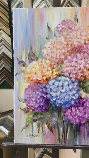 Abstract Hydrangea Painting Original Pink Flowers Oil Painting on Canv ...