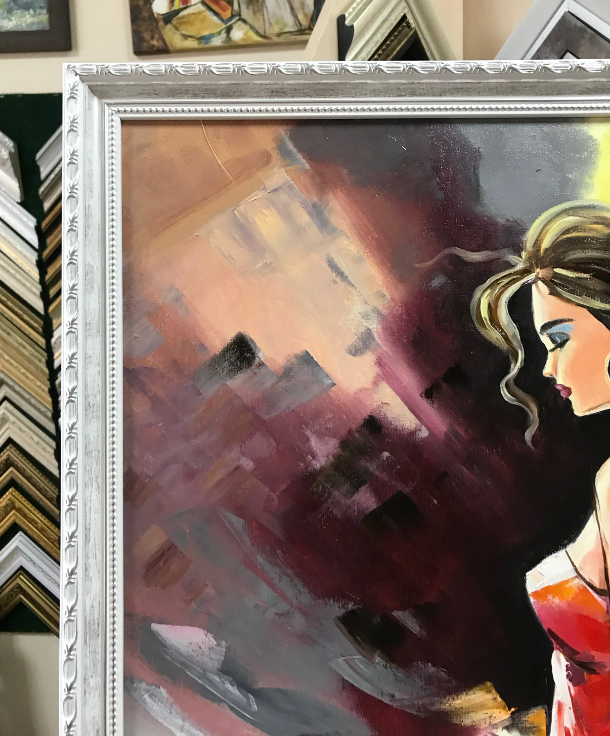3 Matching Paintings on Canvas Set of Three Wall Art Abstract Woman Oi ...
